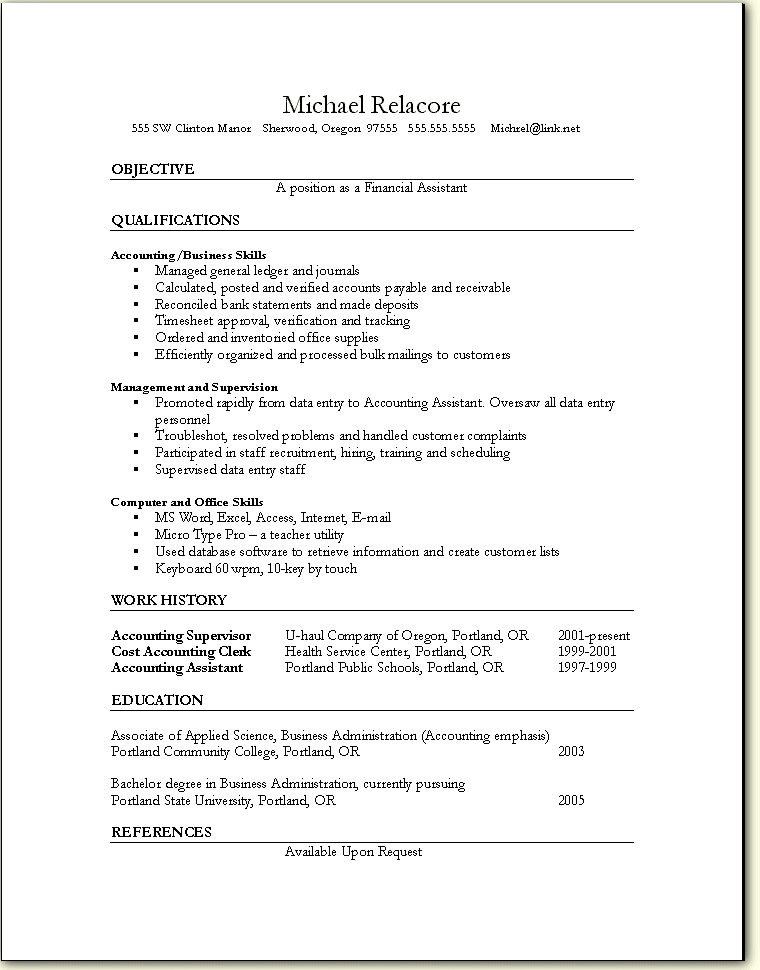 BA Resume Sample